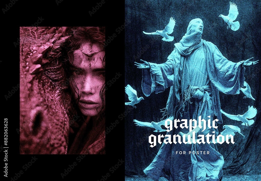 Graphic Granulation Poster Photo Effect Mockup With Generative AI Stock ...