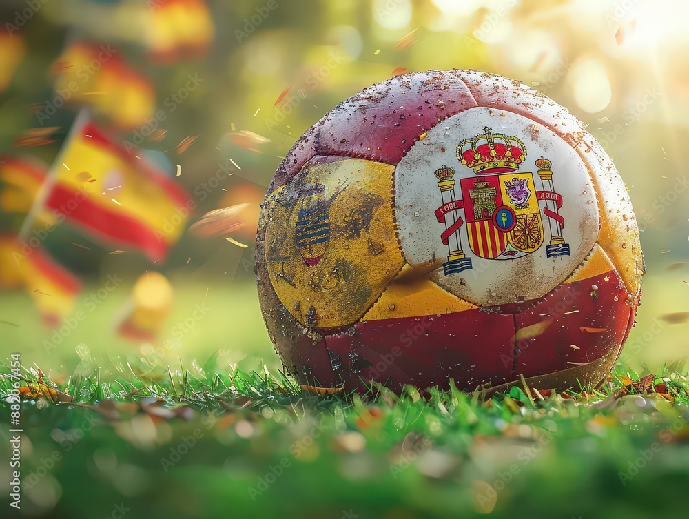football featuring the Spanish and English flags, with sections for ...