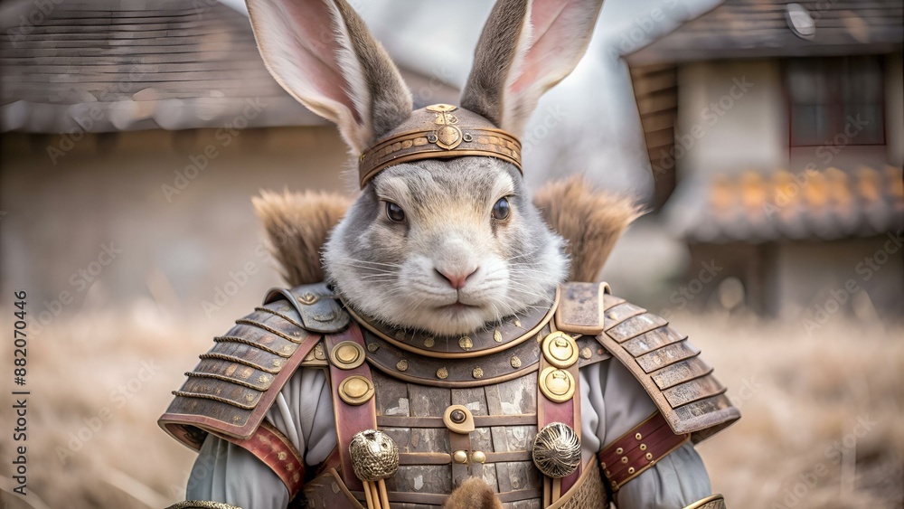 Majestic Animal Rabbit Shogun in Samurai Armor: A Depiction of Japanese ...