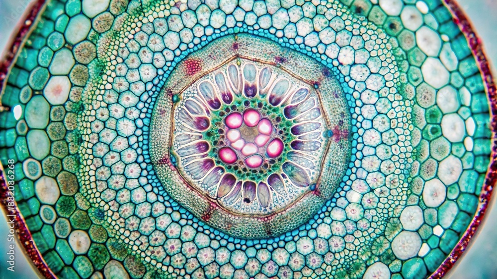 Cross section Dicot Monocot and Root of Plant Stem under the microscope ...