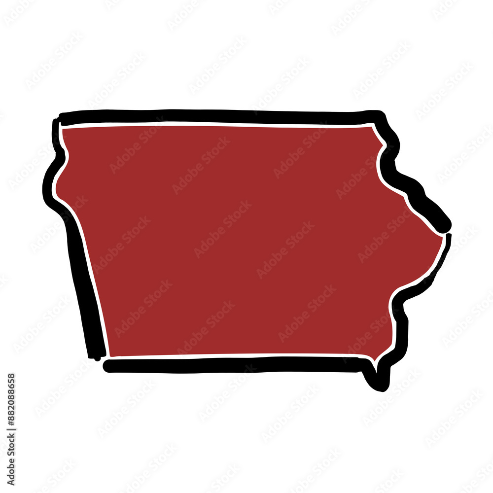 Iowa map outline - smooth simplified US state shape map. Transparent ...