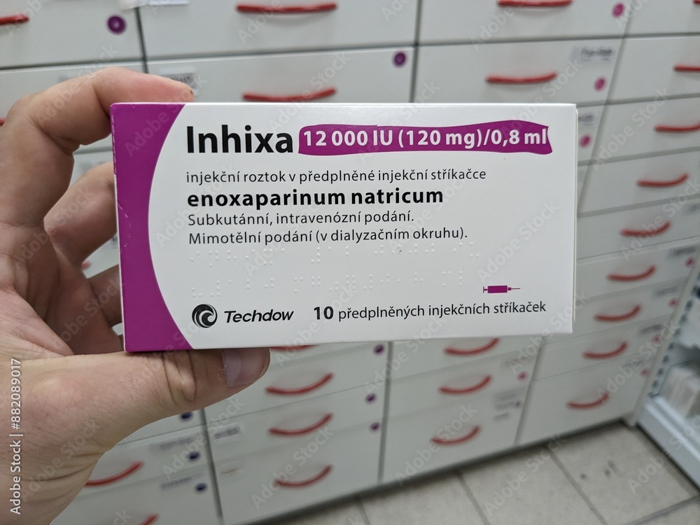 Prague, Czech Republic - July 10 2024: INHIXA box of medication with ...