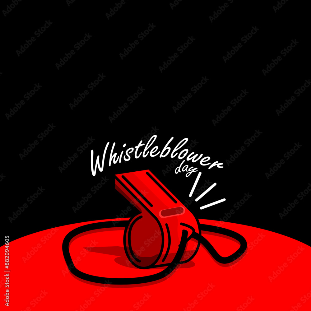 National Whistleblower Day event banner. A red whistle on red table on ...