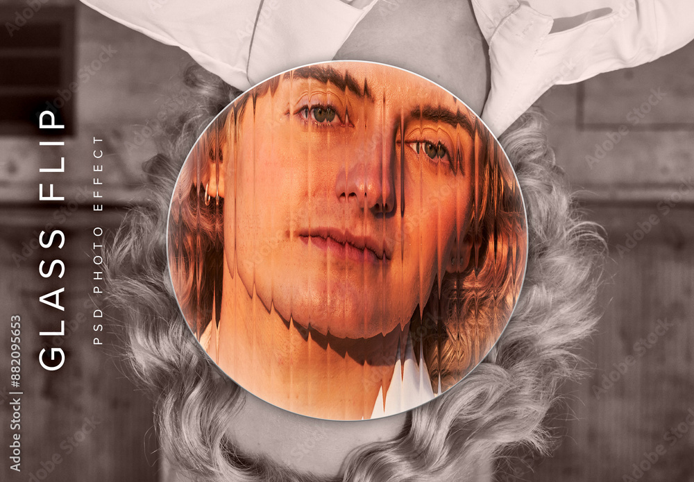 Glass Texture Flip Image Effect Mockup Stock Template | Adobe Stock