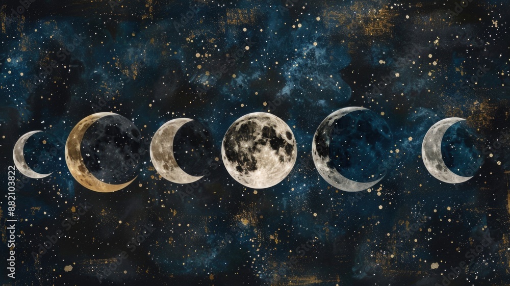 Detailed visual calendar showing the phases of the moon for each month ...