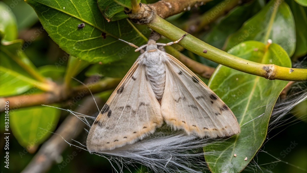 Female fall webworm (Hyphantria cunea) is moth in family Erebidae known ...