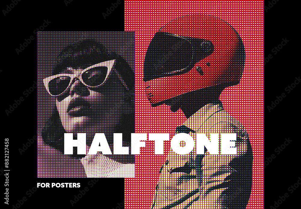 Halftone Poster Photo Effect Mockup Stock Template | Adobe Stock
