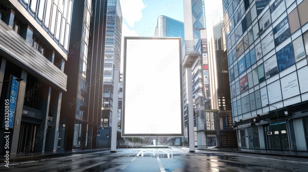 billboard or blank poster, blank white mast banner mockup, front view ...