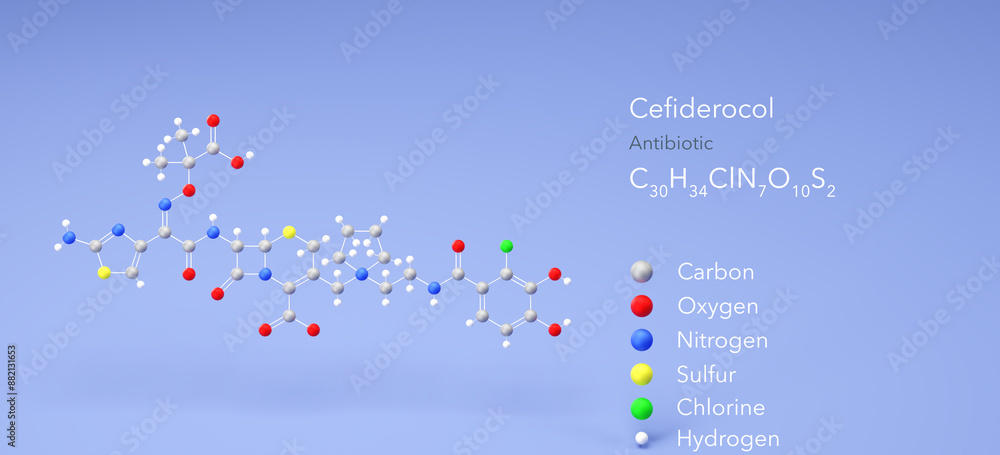 cefiderocol molecule, molecular structure, antibiotic, 3d model ...