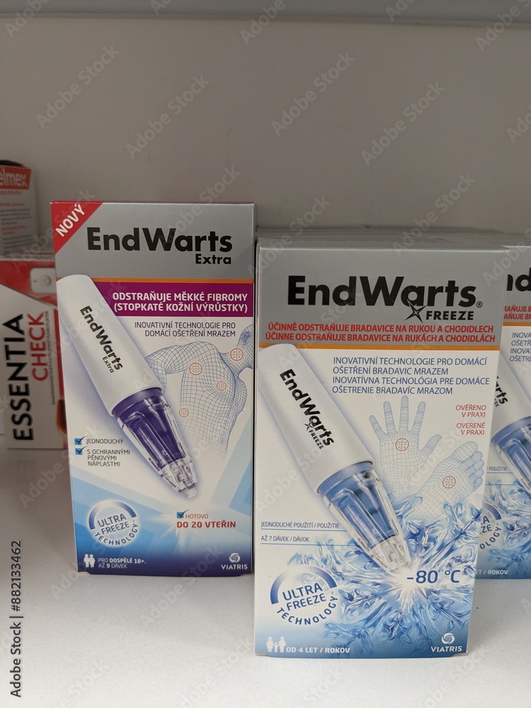 Prague, Czech Republic - July 10 2024: ENDWARTS box of wart removal ...