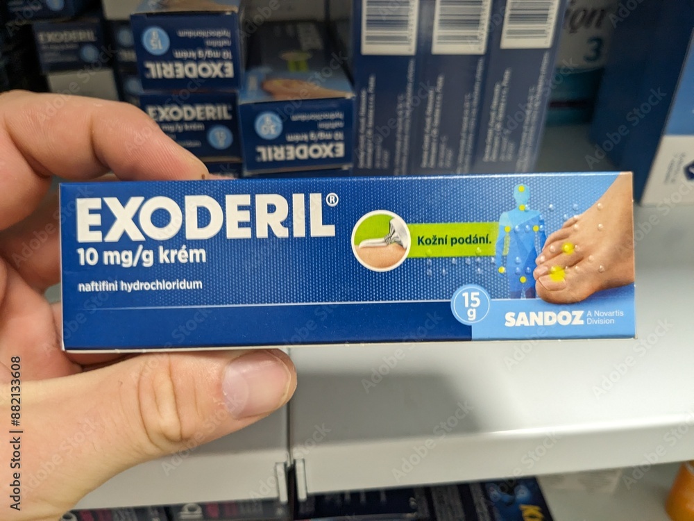 Prague, Czech Republic - July 10 2024: EXODERYL cream box of medication ...