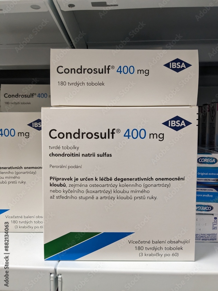 Prague, Czech Republic - July 10 2024: CONDROSULF box of medication ...