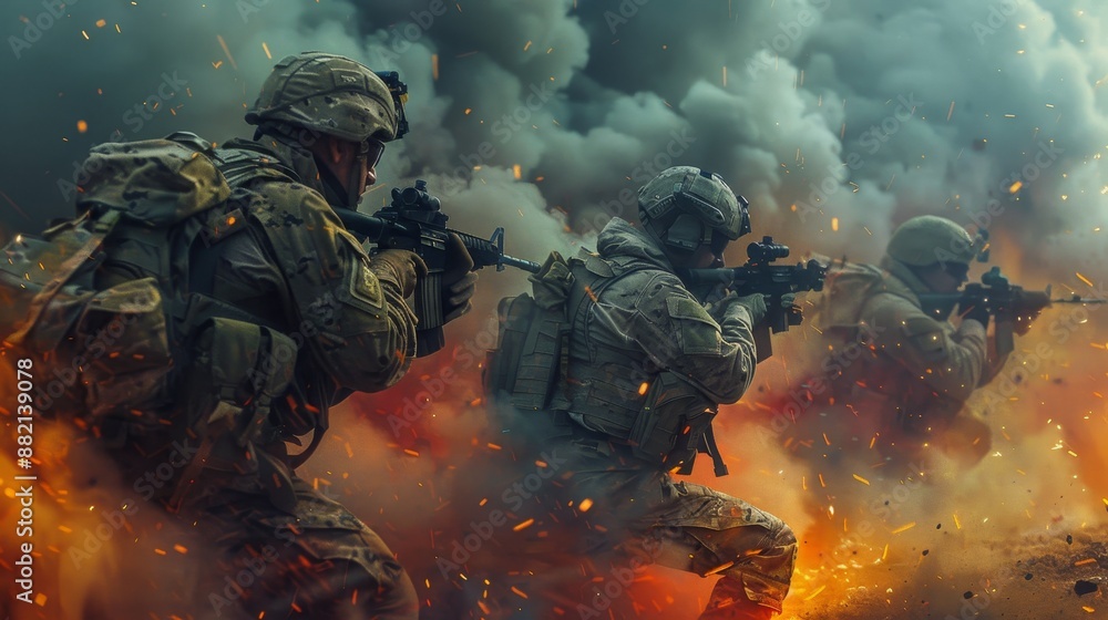 Gallant soldiers in fierce combat, showcasing exceptional valor and ...