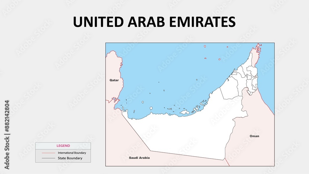 United Arab Emirates Map. Political map of United Arab Emirates with ...