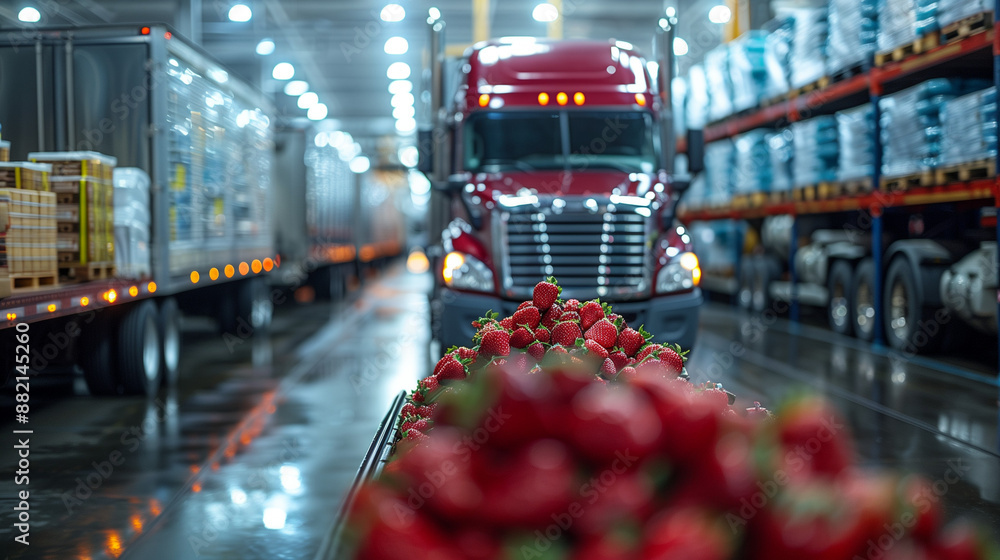 promotional image for a new line of refrigerated trucks. Highlight the ...