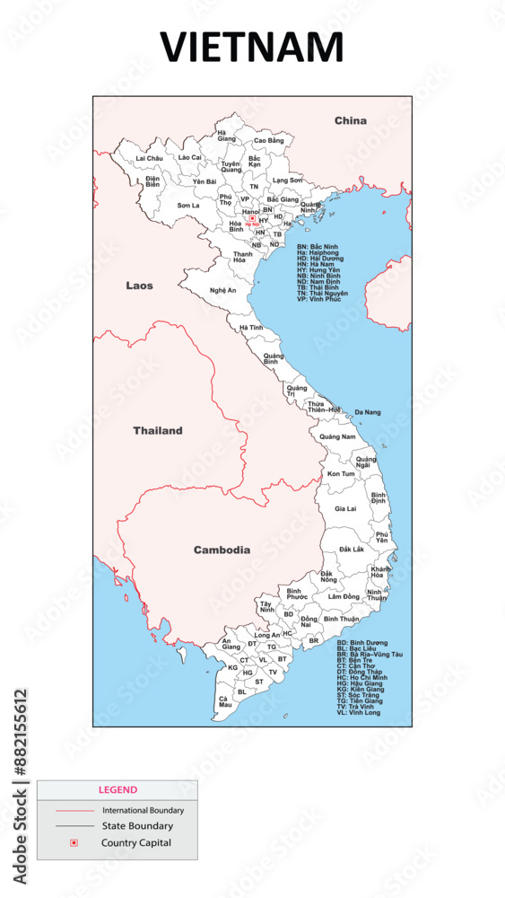 Vietnam Map. State map of Vietnam. Administrative map of Vietnam with ...