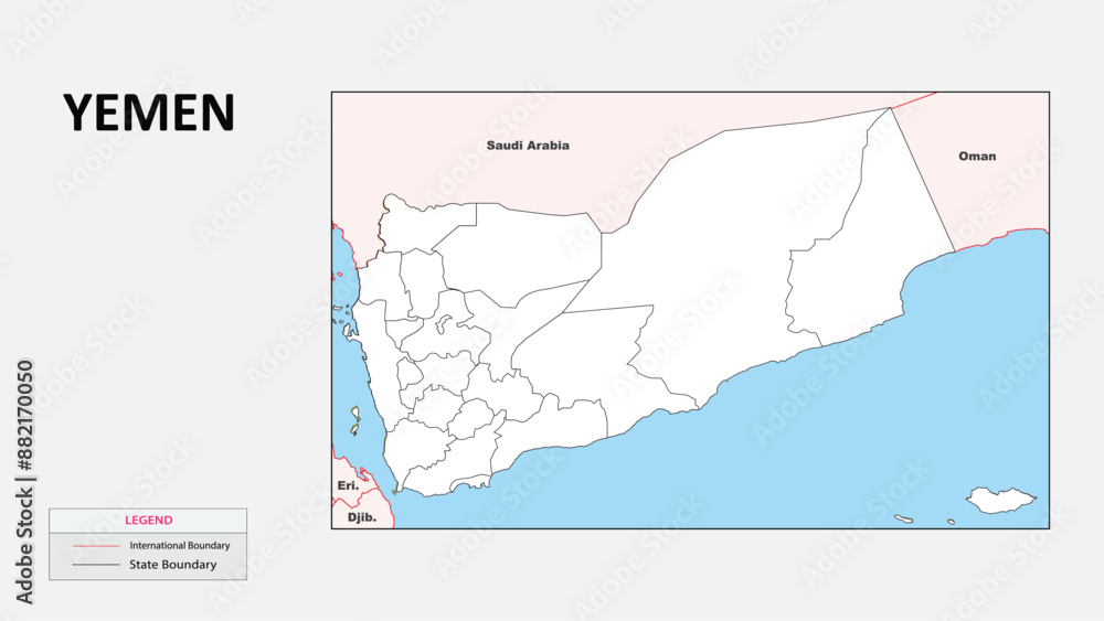 Fototapeta mapa świata dla dzieci Yemen Map. Political map of Yemen ...