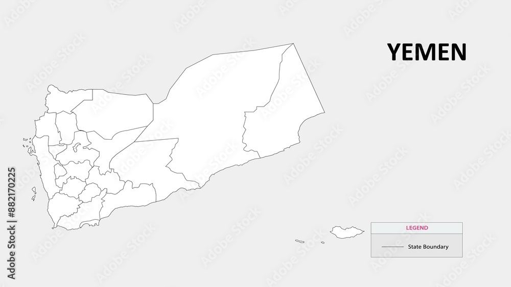 Yemen Map. State map of Yemen. Administrative map of Yemen with States ...