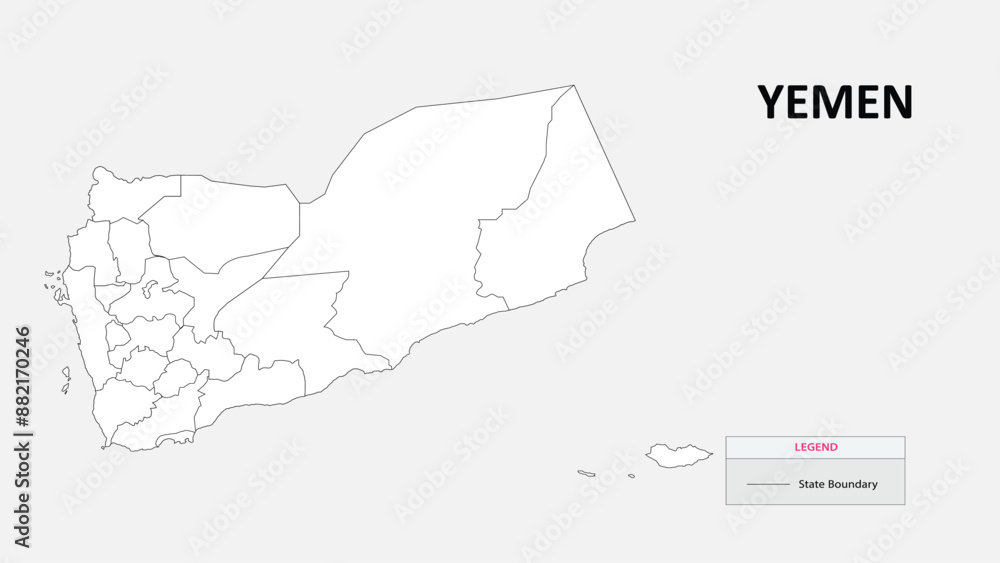 Yemen Map. State map of Yemen. Administrative map of Yemen with States ...