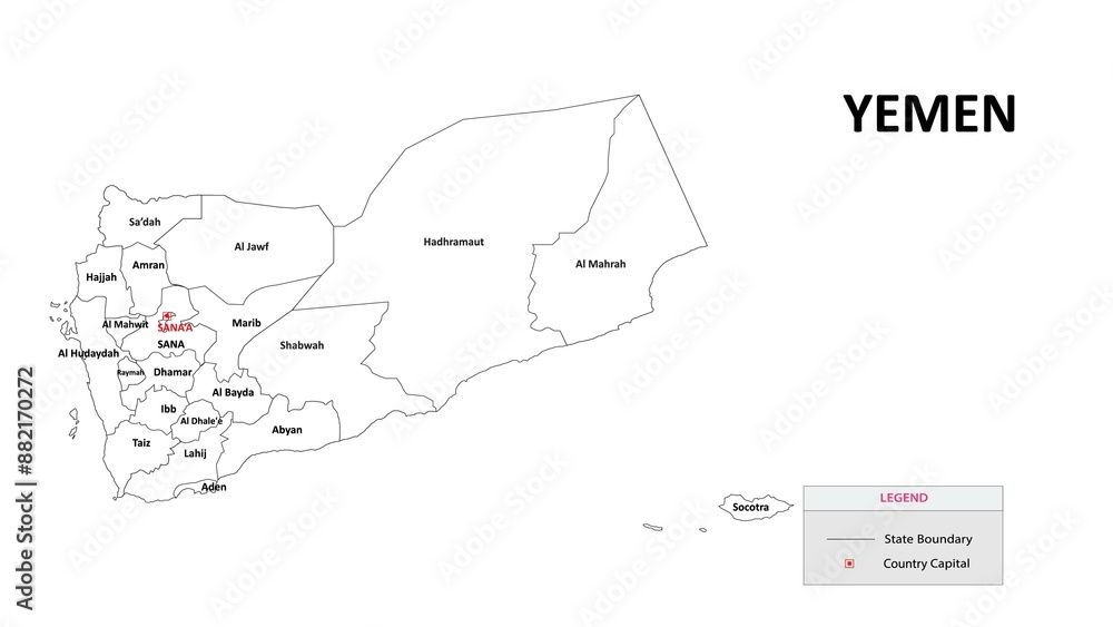 Yemen Map. State and State map of Yemen. Administrative map of Yemen ...