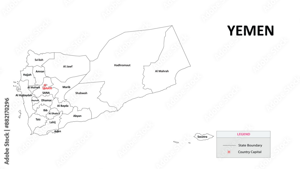 Yemen Map. State and State map of Yemen. Administrative map of Yemen ...