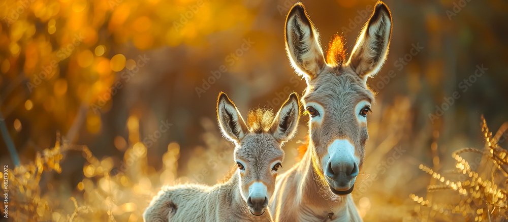 Donkey and Foal: Donkeys are sturdy hoofed mammals known for their ...