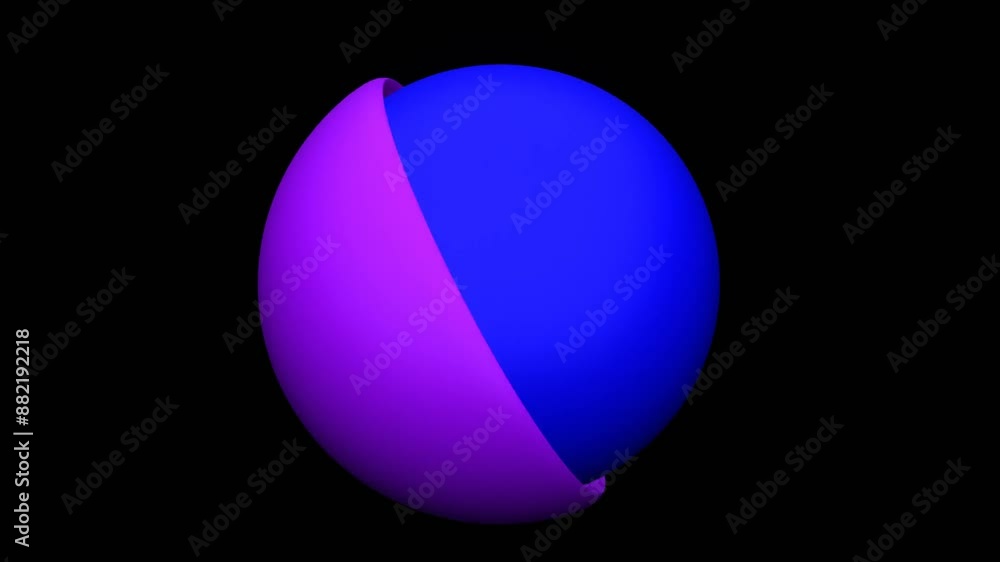 16 seconds of rotating semi spherical shells with a bright teal color ...