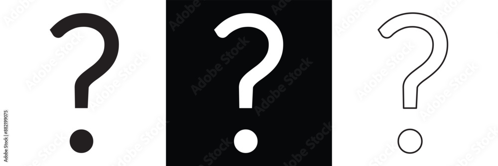 Simple red question mark icon, vector file with changeable line width ...
