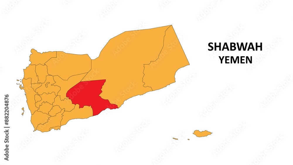 Shabwah Map is highlighted on the Yemen map with detailed State and ...