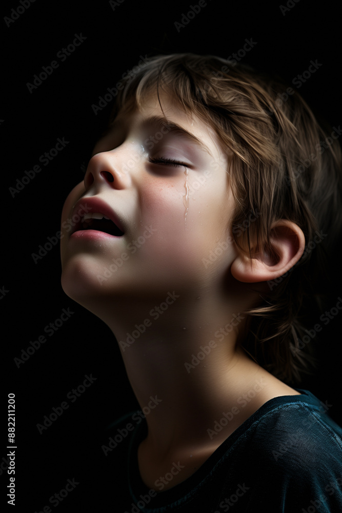 Sad crying child suffering from bullying, depicted in an image ...