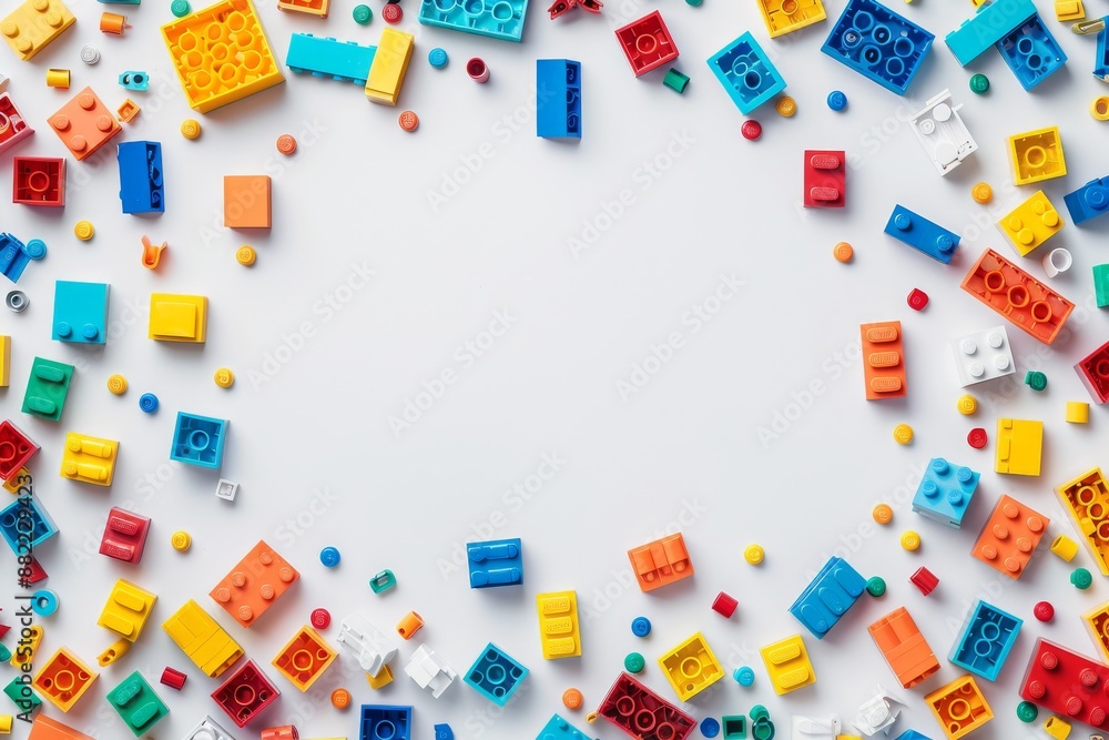 White background, white space in the center of picture. A pile of ...