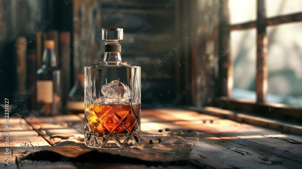 high-resolution, ultra-realistic, 4K, cinematic image of a whisky with ...
