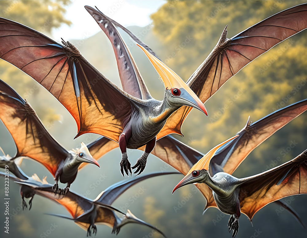 Pterodactyl- A set of flying pterodactyls, isolated on a transparent background. _1(237) Stock ...