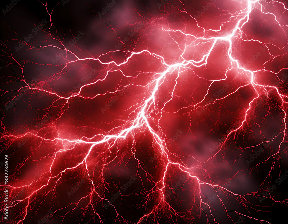 Red Electricity- Electrifying red lightning bolts, isolated on a ...