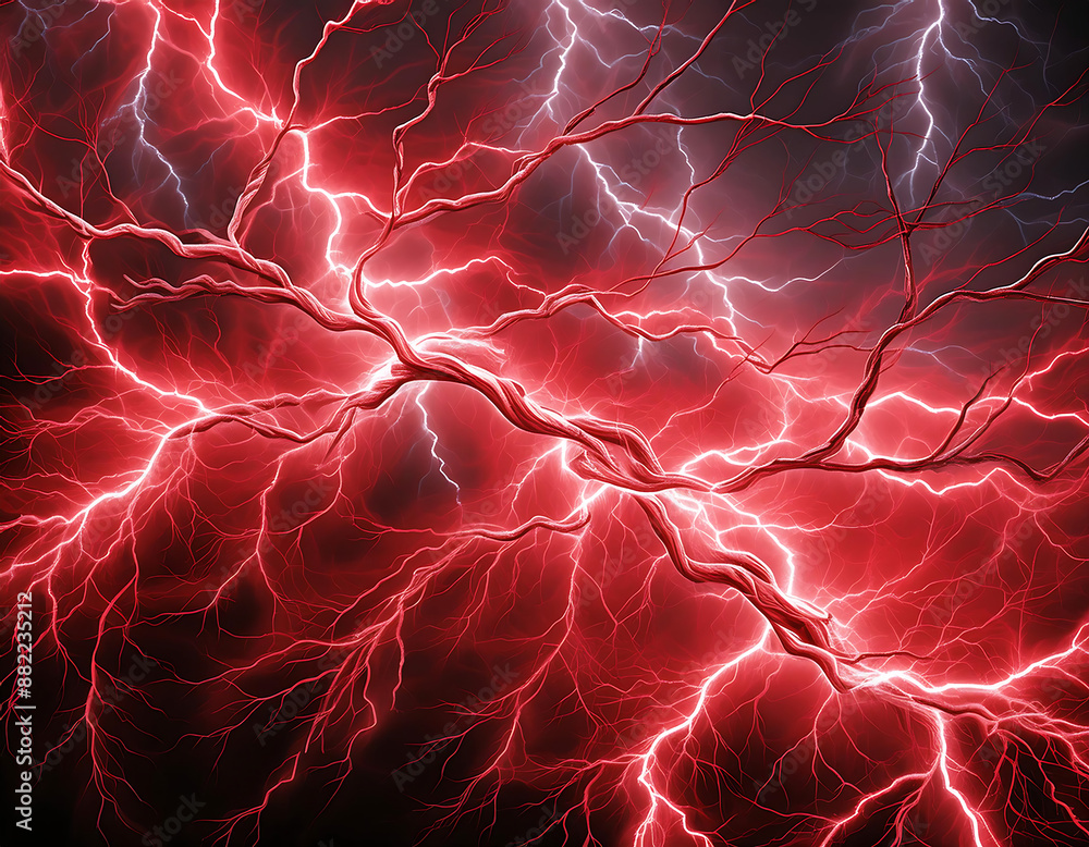 Red Electricity- Electrifying red lightning bolts, isolated on a ...