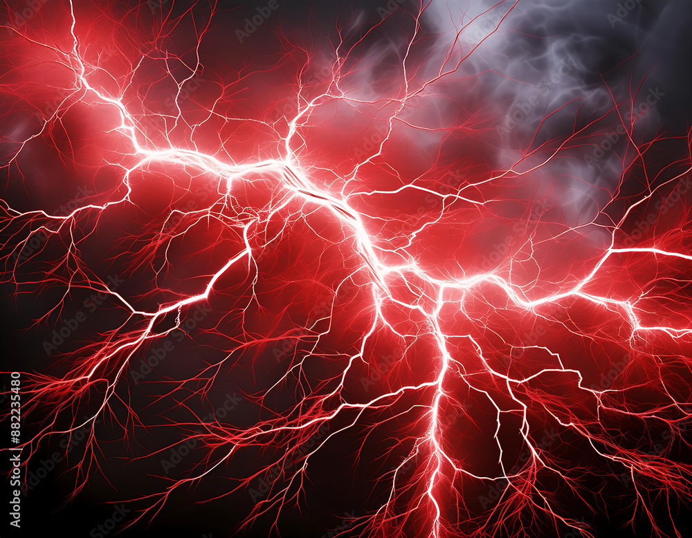 Red Electricity- Electrifying red lightning bolts, isolated on a ...