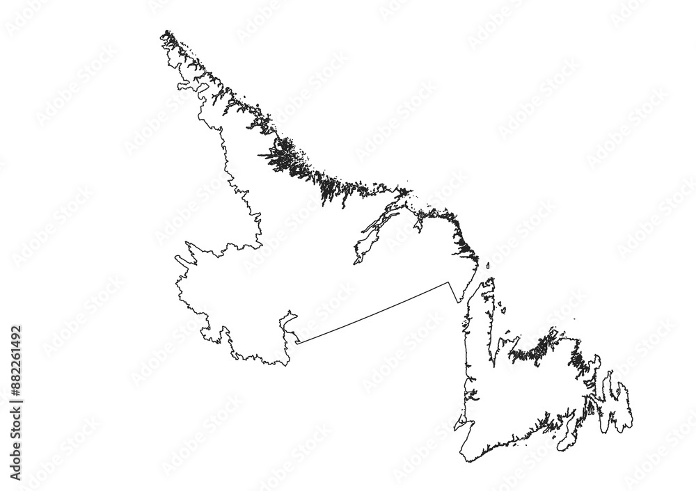 Political map of Newfoundland and Labrador, Canada Stock Illustration ...