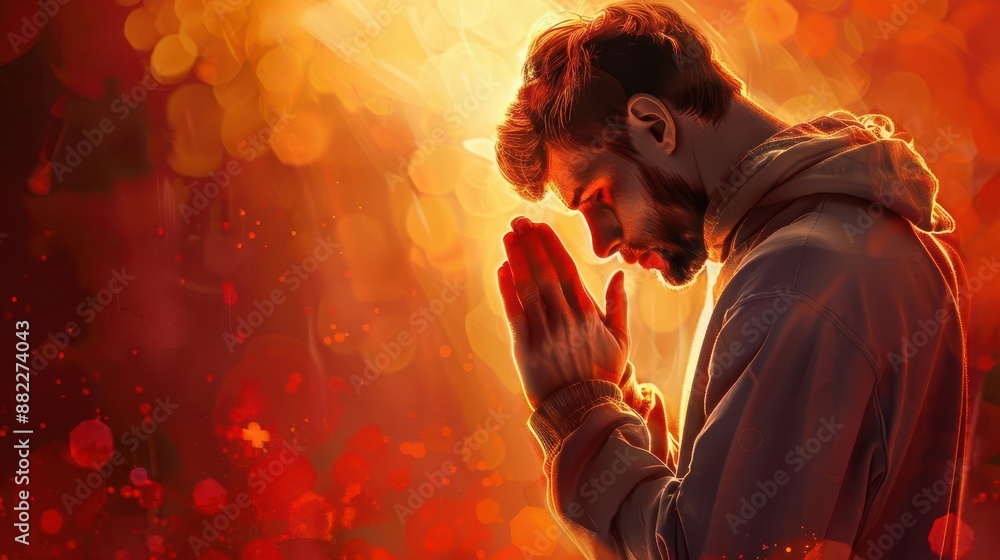 humble man in prayer with folded hands spiritual devotion and faith ...