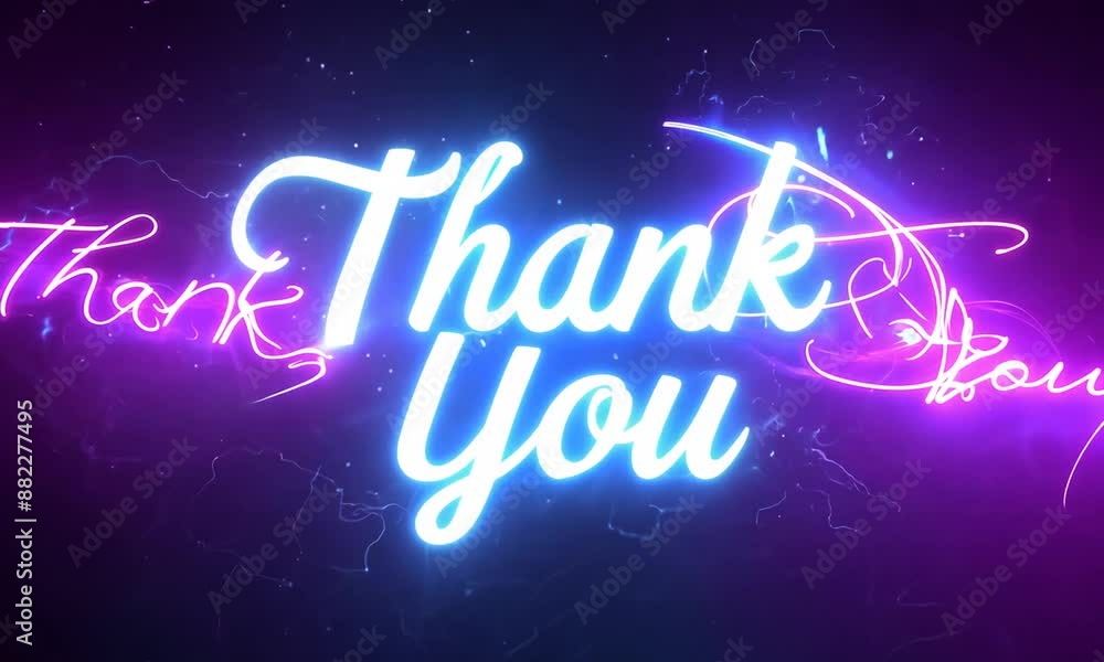 Animated text saying "Thank you" in Ultra HD 4K blue light graphics ...