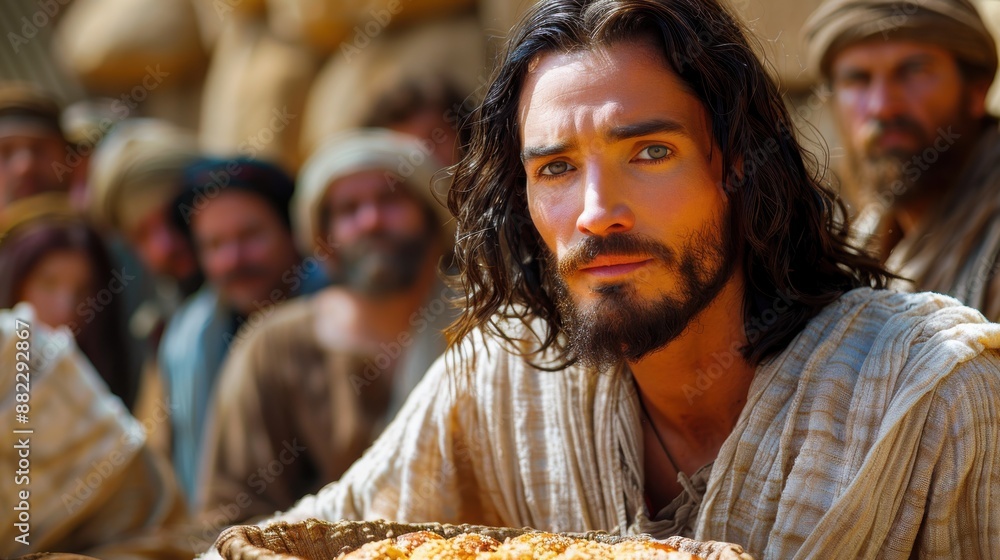 Foto de Jesus breaking bread, while the apostles around take their ...