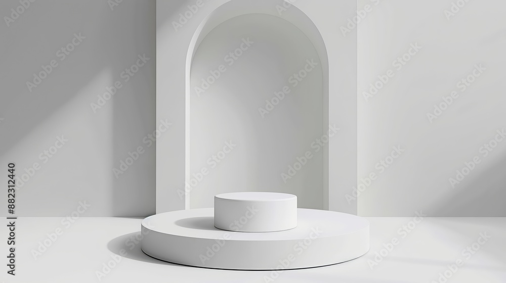 Abstract white round stand for product presentation on white background ...