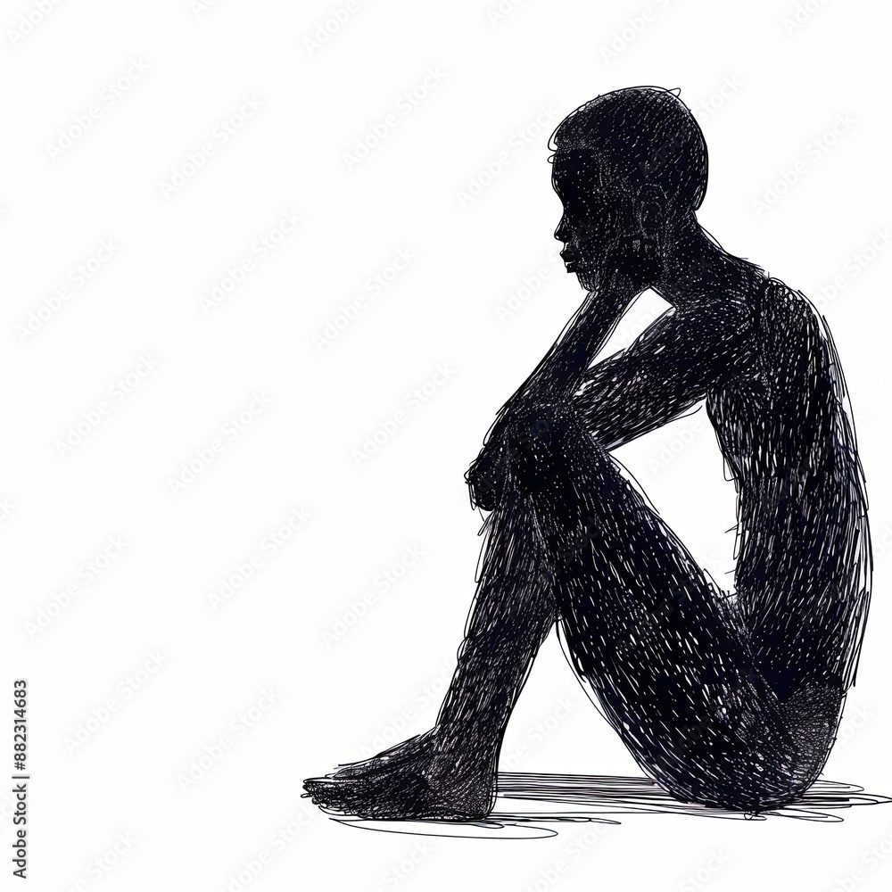 Man thinks about a problem. Time for reflection. Despair, depression ...