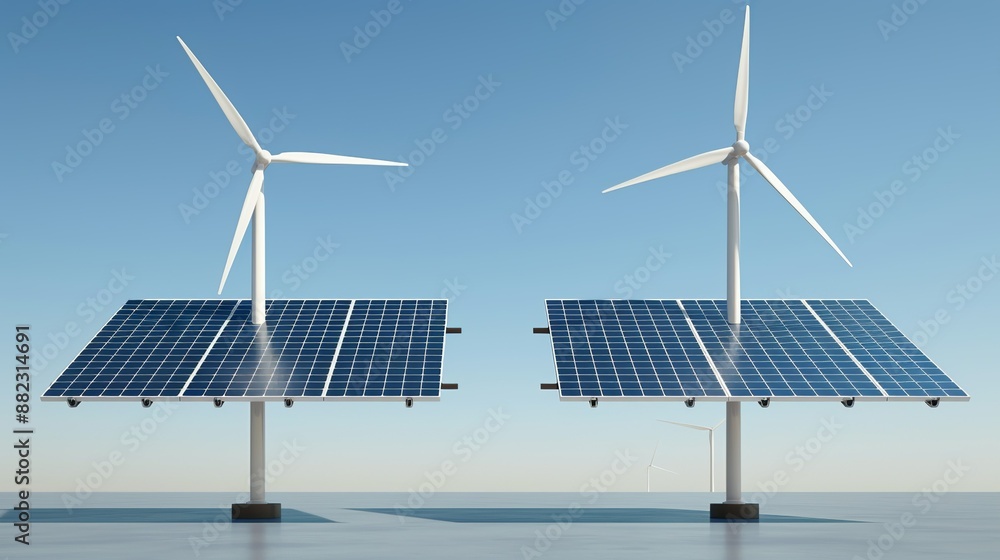 Abstract representation of renewable energy infrastructure, including ...