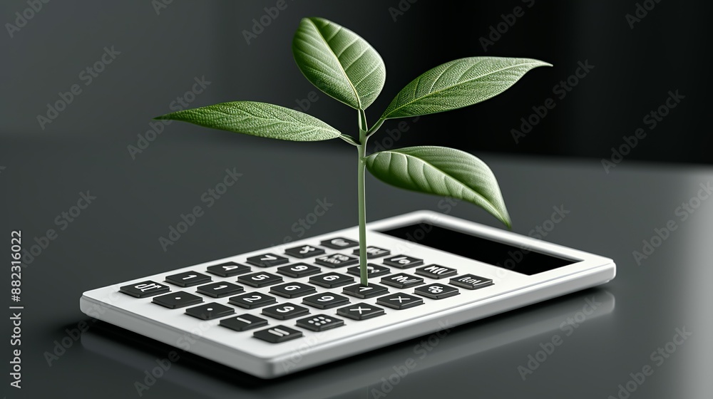 Conceptual illustration of a carbon footprint calculator, encouraging ...