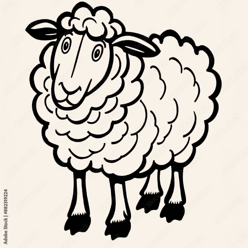 Sheep Bold And Very Easy Coloring Pages For Kids - A Black And White ...