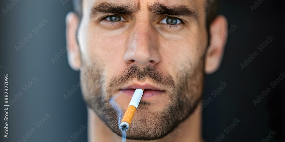 Man quits smoking to improve health on World No Tobacco Day. Concept ...