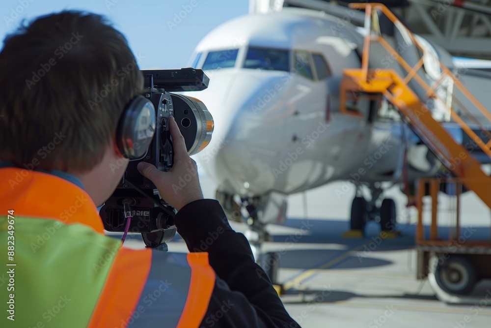 Technicians Using Infrared Cameras to Inspect Aircraft Surfaces for ...