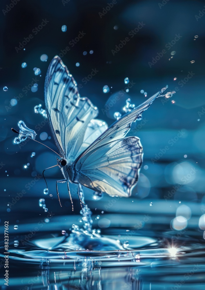 Butterfly in Water Splash - High-speed capture of a vibrant butterfly ...