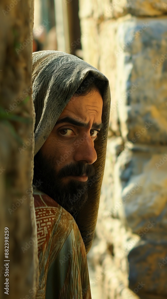 Visual representation of Judas Iscariot peering suspiciously and ...