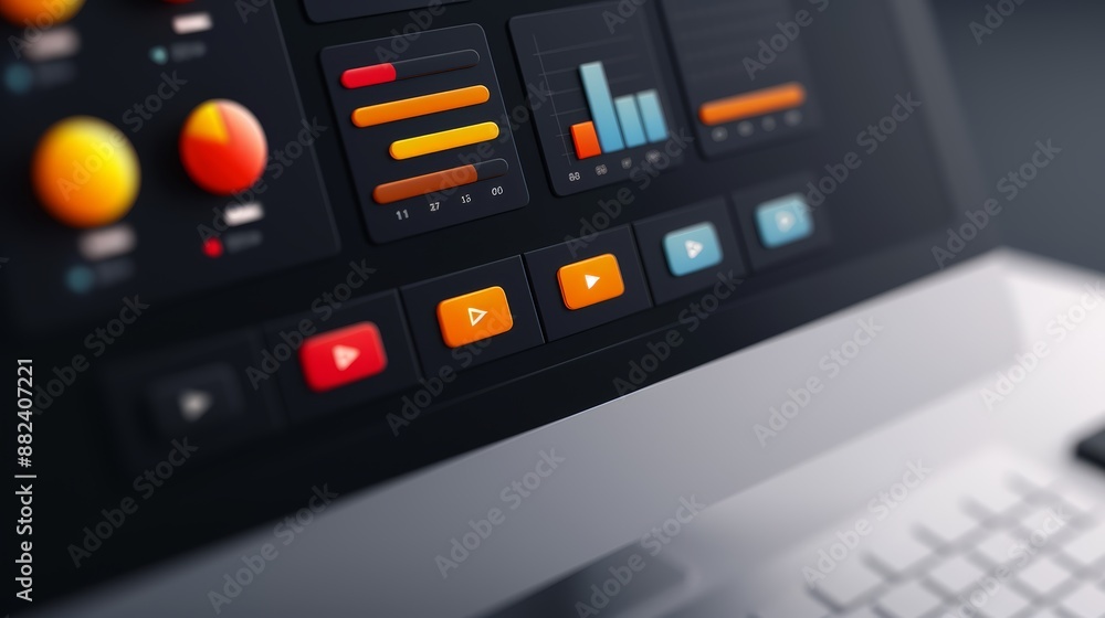 Systems flat design front view digital interface animation vivid ...